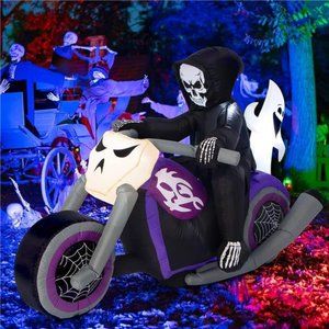 Holiday | 6 Ft Halloween Inflatable Ghost Riding On The Motorcycle ...